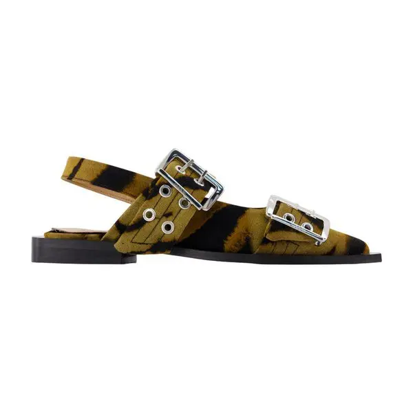 GANNI Buckled Zebra Ballerinas