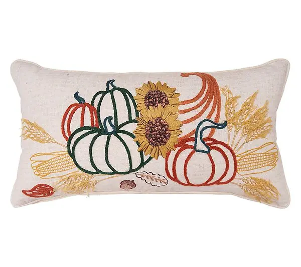 VALERIE PARR HILL 24' X 12' Autumn Botanical Cornucopia Throw Pil Low Valerie