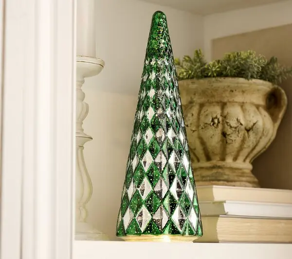 VALERIE PARR HILL As Is 12.5' Illuminated Harlequin Glass Tree Valerie