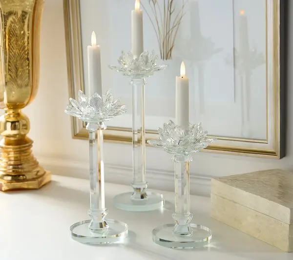VALERIE PARR HILL As Is Set Faceted Glass Lotus Pedestalsby Valerie