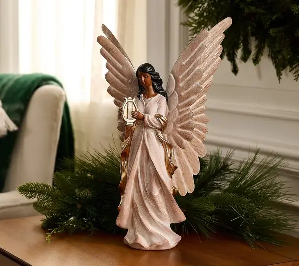 VALERIE PARR HILL As Is 16' Angel W/ Instrument & Metal Wings Valerie