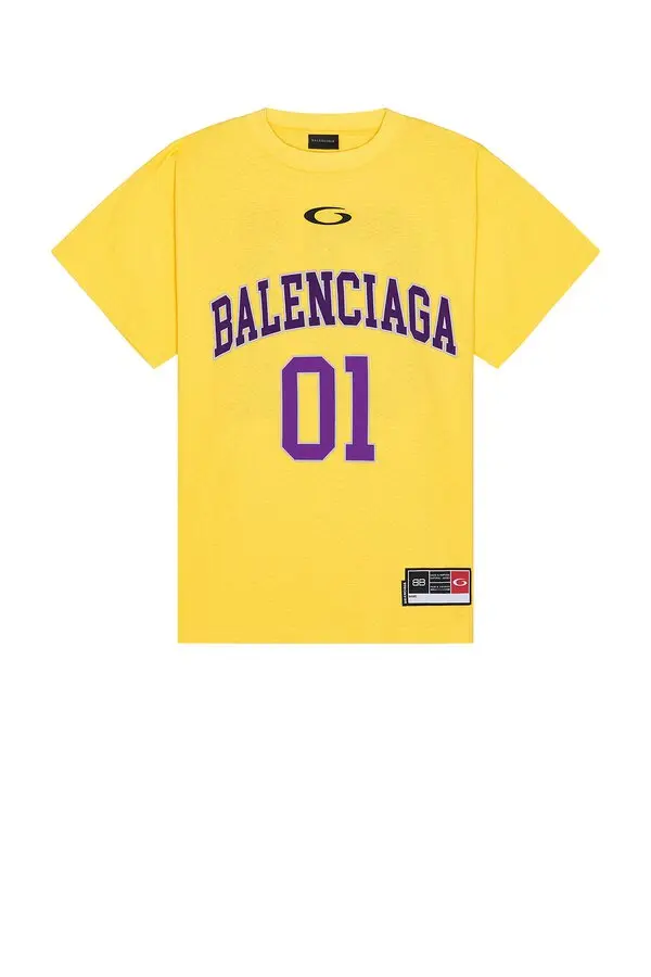 Balenciaga Oversized Tee In Yellow - Yellow & Deep Purple