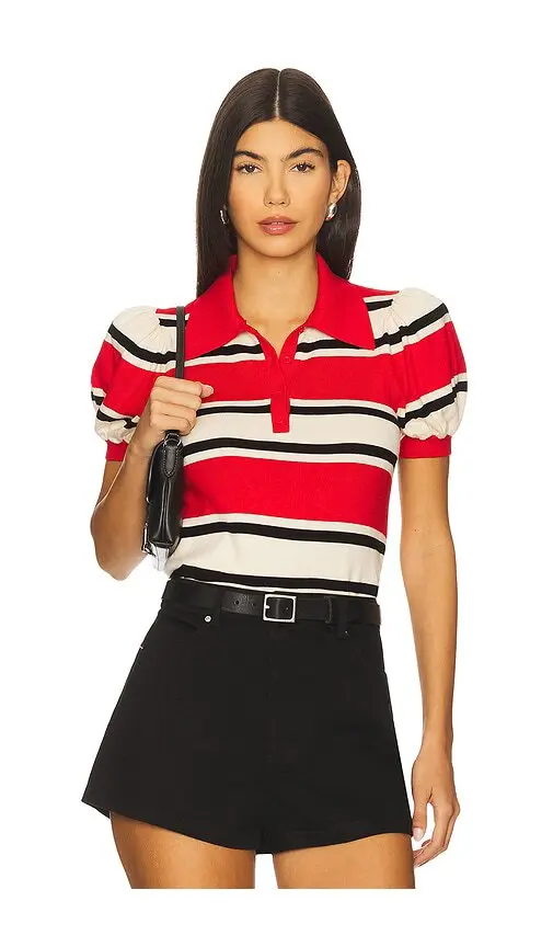 Alice + Olivia Ramona Striped Pullover - Perfect Ruby Multi