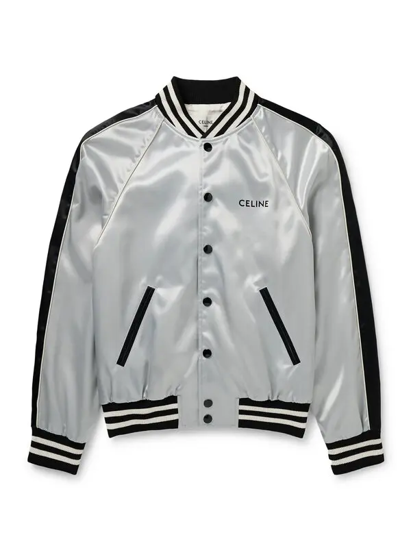 Celine Striped Satin Bomber Jacket
