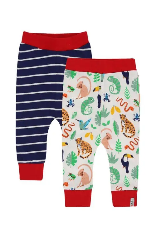 LILLY + SID Organic Cotton Animal Safari And Stripe Print Leggings2 Pack