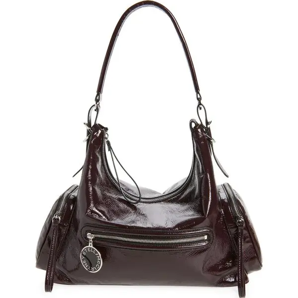 Stella McCartney Dartmoor Crinkled Patent Faux Leather Shoulder Bag
