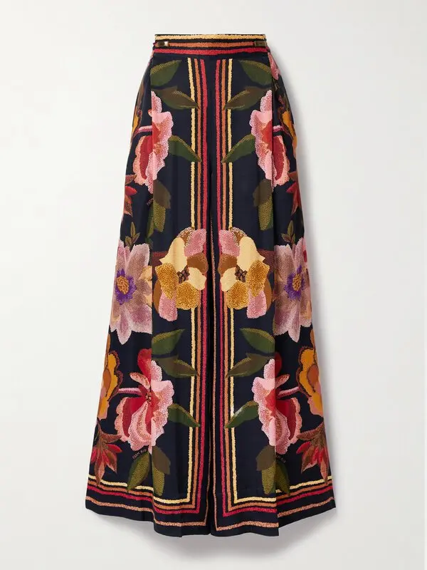 Farm Rio Floral Print Wide-leg Pants - Blue