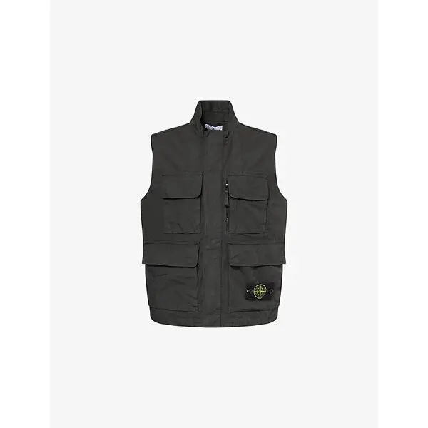 Stone Island Logo-badge Canvas Weave Cotton Gilet