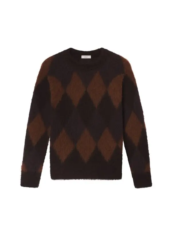 A.L.C. Ezra Brushed Alpaca Argyle Sweater - Deep Plum/bronco/dark Umber