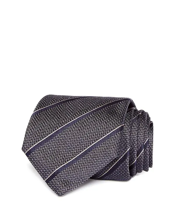 Canali Silk Textured Stripe Tie - Grey