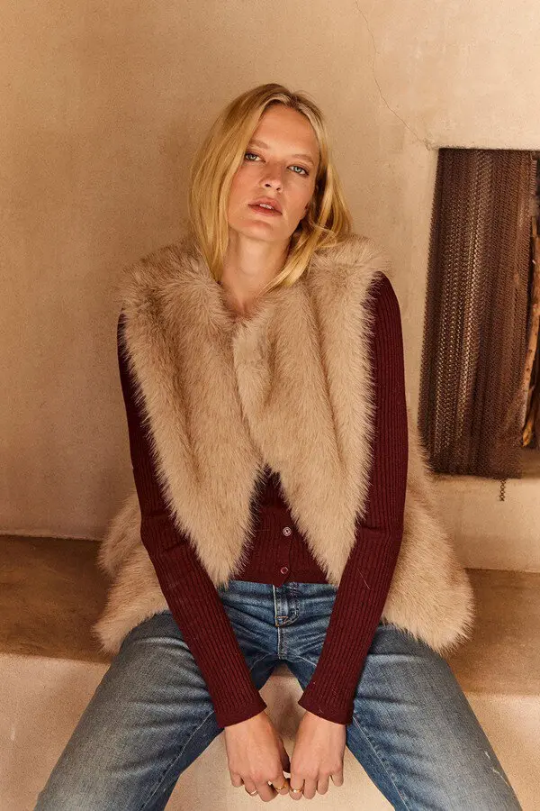 Velvet By Graham & Spencer Anastasia Faux Fur Vest - Brown