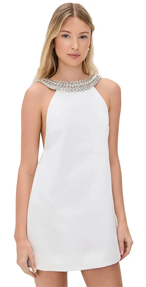 Retrofete Kenai Mini Dress With Crystal Trim - White