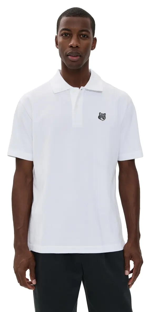 Maison Kitsuné Grey Fox Head Patch Comfort Polo - White
