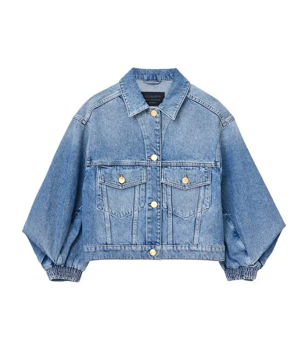 All Saints Organic Cotton Luca Denim Trucker Jacket - Blue