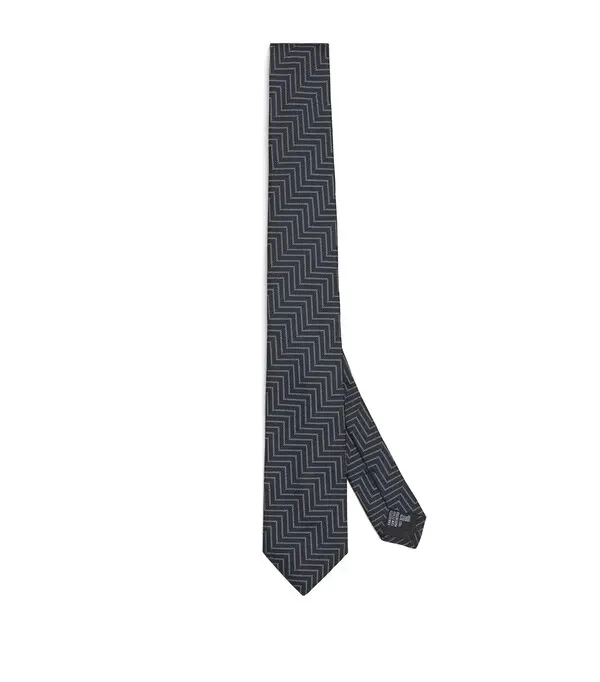 Giorgio Armani Silk Chevron Neck Tie - Blue