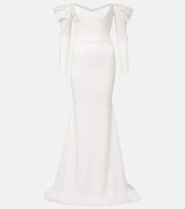 Alex Perry Bridal Off-Shoulder CrêPe Bustier Gown - White | Editorialist