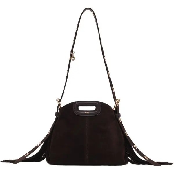 Maje Suede Miss M Mini Bag - Dark Brown