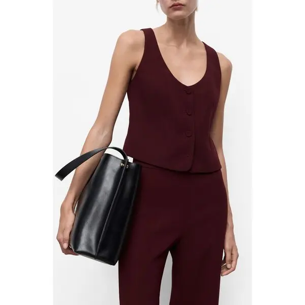 Mango Buttoned Vest - Maroon