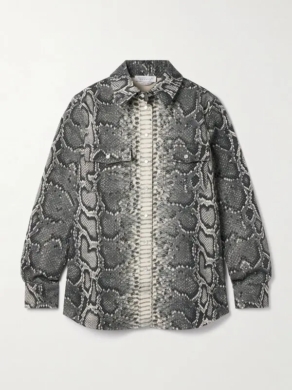 Gabriela Hearst John Austin Snake-print Recycled Denim Shirt