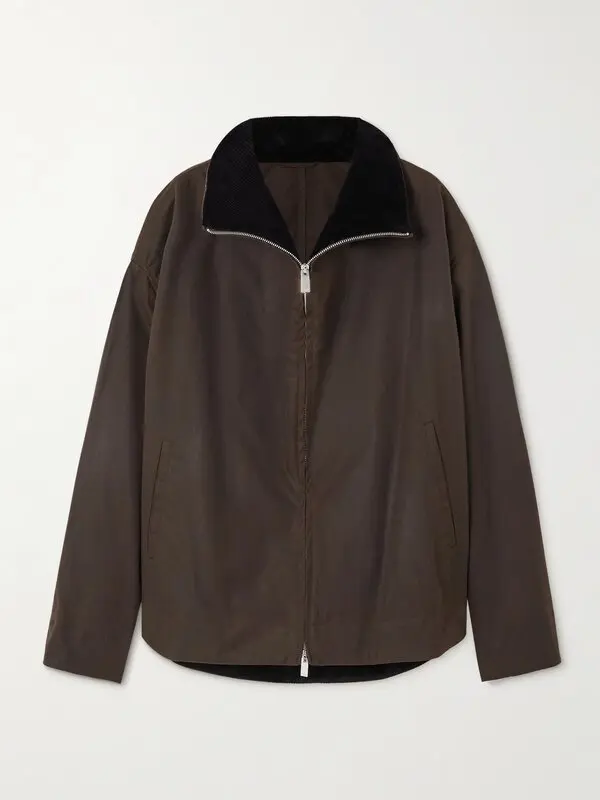 TOTÊME Corduroy-trimmed Waxed Organic Cotton Jacket - Brown