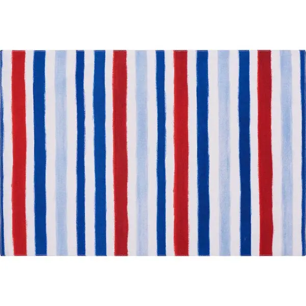 C&F HOME Patriotic Watercolor Stripes 4th Of July Cotton Tabletop Placemats, Set Of 6