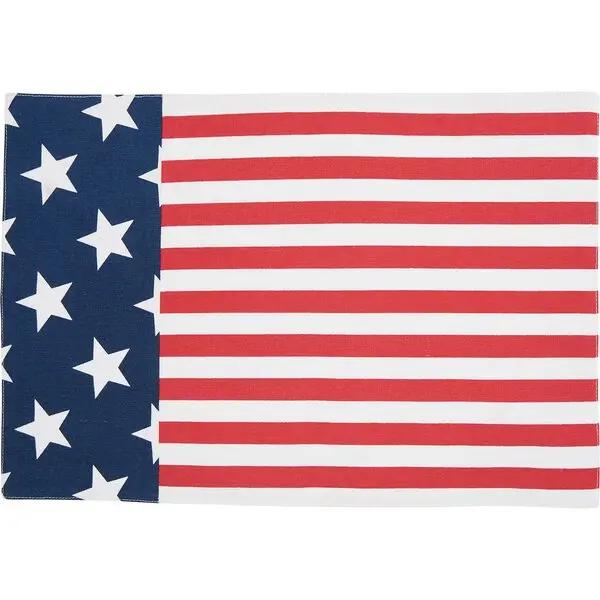C&F HOME Patriotic Stars & Stripes American Flag Cotton Tabletop Placemats Set Of 6