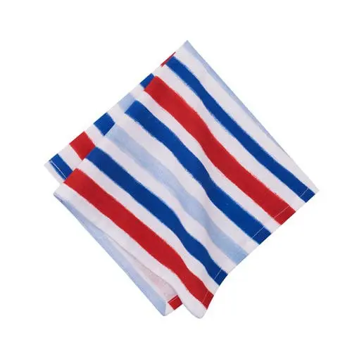 C&F HOME Watercolor Patriotic Stripe 4th Of July Cotton Cloth Napkin Set Of 6