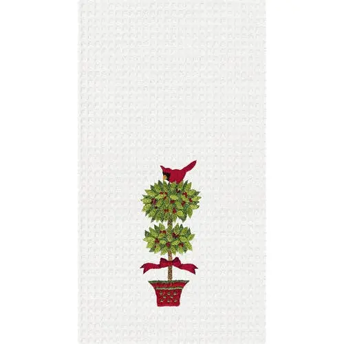 C&F HOME Cardinal In Topiary Waffle Weave Cotton Kitchen Towel