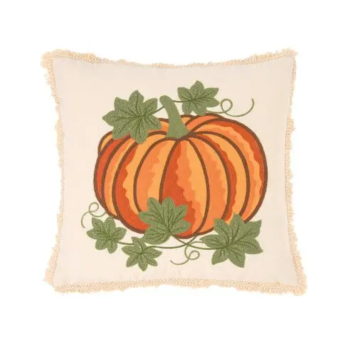 C&F HOME Crewelwork Pumpkin Halloween Throw Pillow