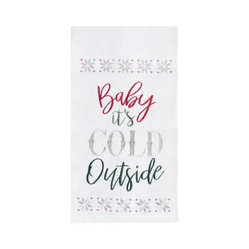 C&F HOME Baby It's Cold Outside" Embroidered 100% Cotton Flour Sack Christmas Dishtowel