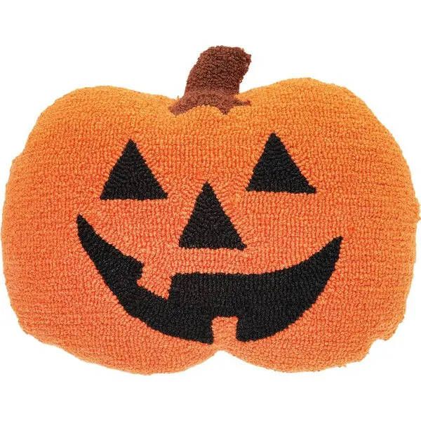 C&F HOME Jack O' Lantern Pumpkin Shaped Halloween Hooked Accent Throw Pillow 16" X 18