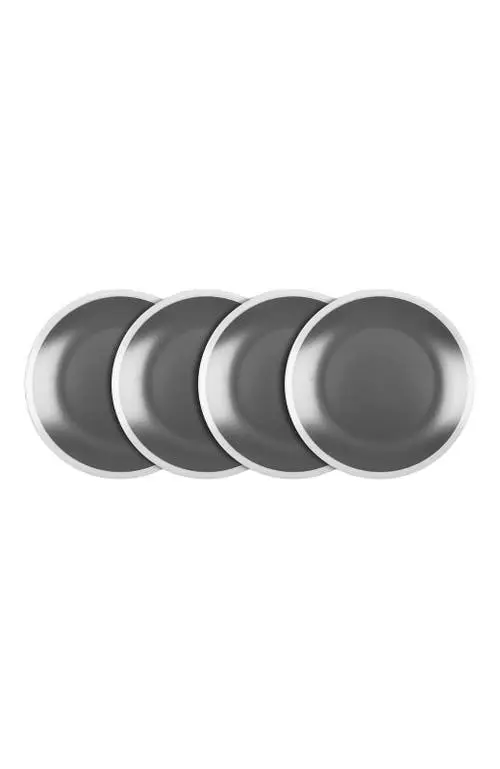 STONE + LAIN Serenity Stoneware 4-piece Dinner Plate Set - Dark Gray And Cream