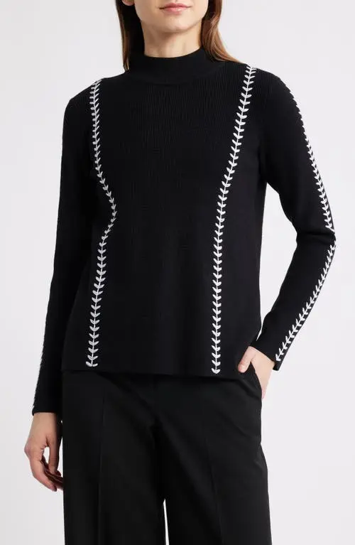 Elie Tahari Mock Neck Rib Top
