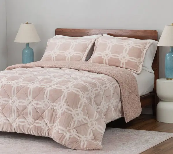 BERKSHIRE BLANKET Shwk 9/22 Berkshire Velvetsoft & Sherpa Queen Comforter Set