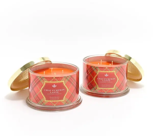 HOMEWORX BY SLATKIN + CO. As Is Homeworx Slatkin Co S/2 18oz Chai Pumpkin Candles