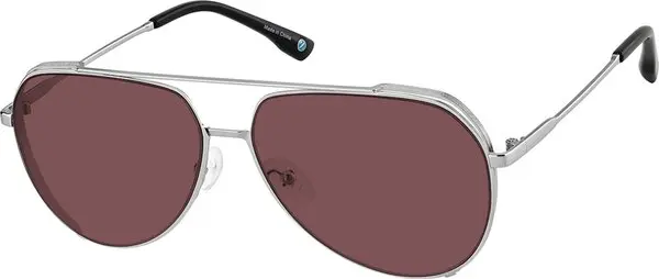 Zenni Aviator Sunglasses With Stainless Steel Full Rim Frame - Silver