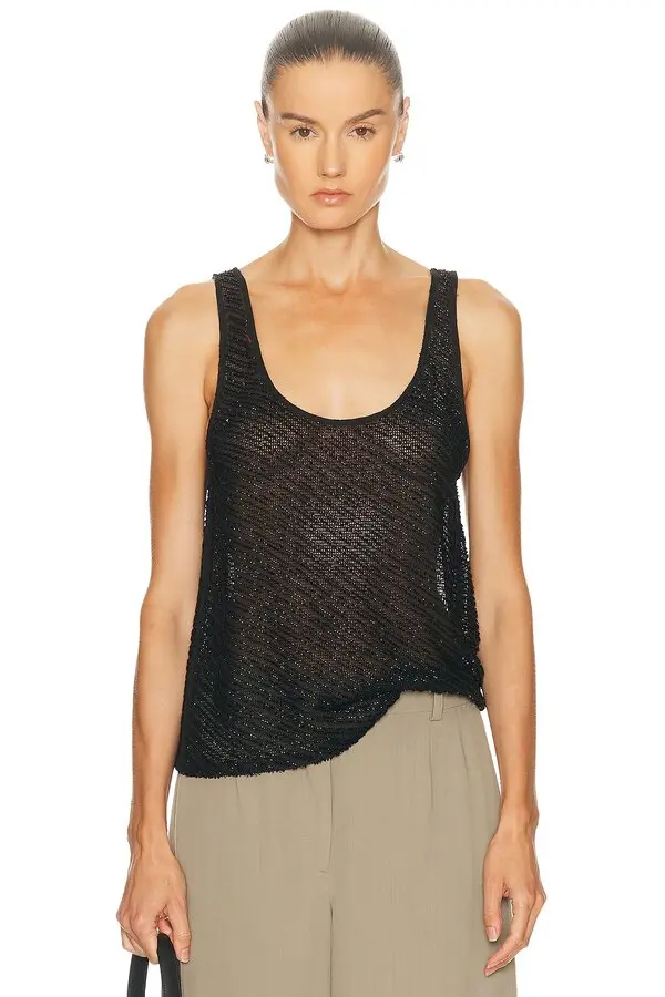ST. AGNI Glass Beaded Mesh Top