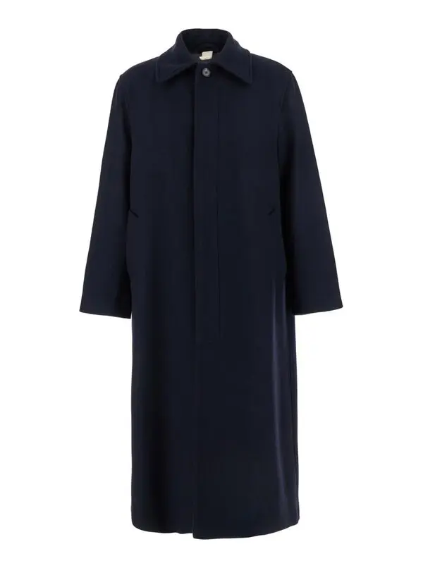 SUNFLOWER Wool Blend Coat With Classic Collar And Wide Sleeves - Blue