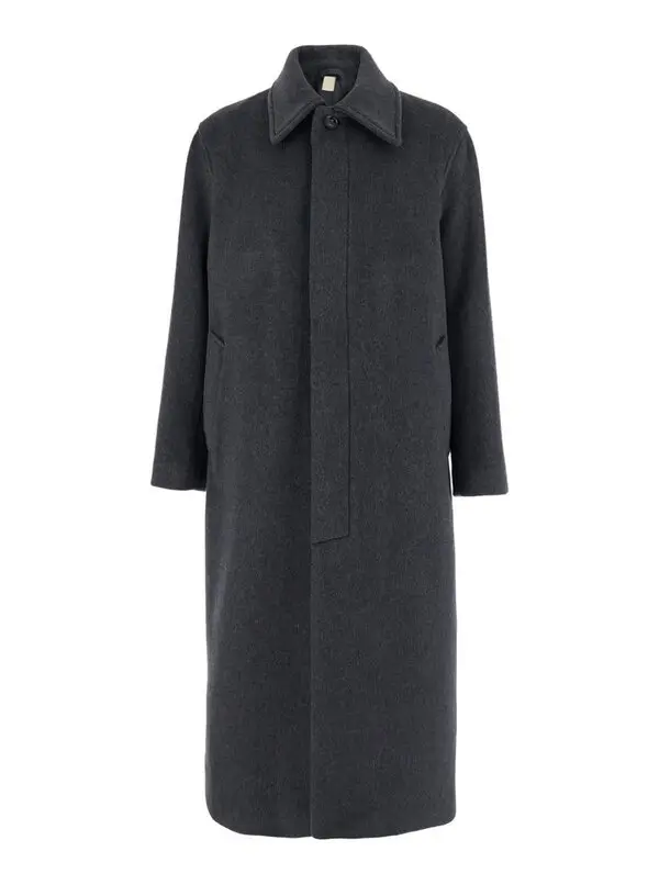 SUNFLOWER Wool-blend Coat With Classic Collar And Wide Sleeves - Grey