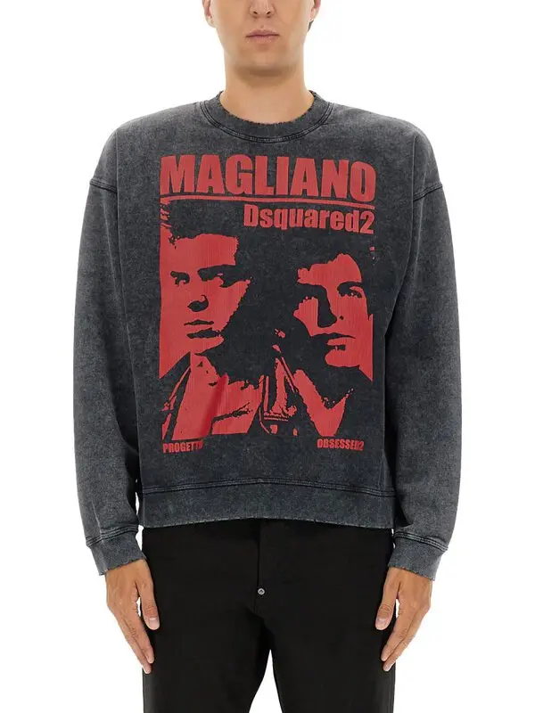Dsquared2 Printed Cotton Sweatshirt - Grey