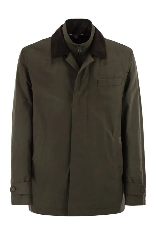 FAY Short Raincoat In Cotton And Nylon Faille