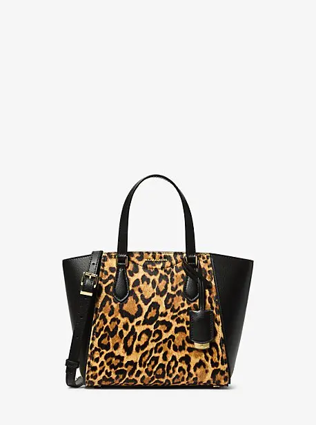 Michael Kors Taryn Small Leopard Print Calf Hair Convertible Crossbody Bag