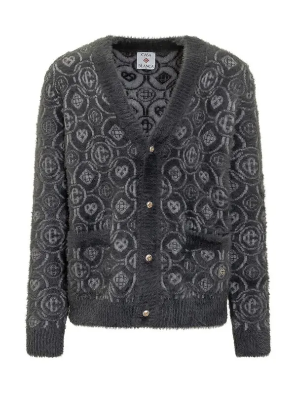 Casablanca Wool Cardigan With Monogram Logo