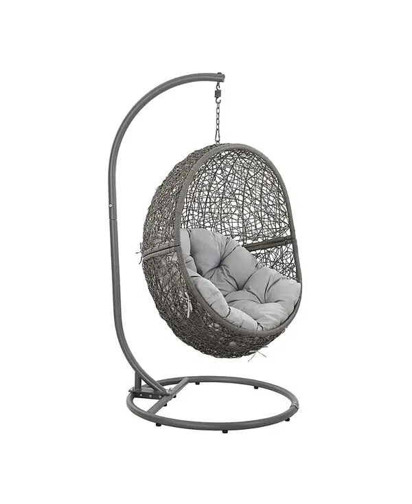 MODWAY Encase Outdoor Patio Rattan Swing Chair - Gray Gray