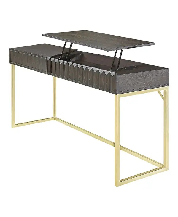 FURNITURE OF AMERICA Prelli Steel Base Adjustable Writing Desk With Lift Top And Hidden Drawer - Walnut