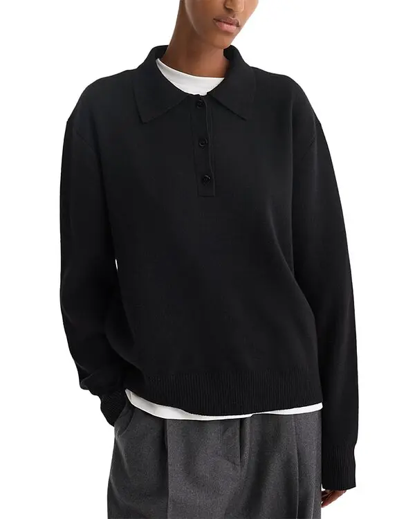 RÓHE Wool Cashmere Knitted Polo - Black