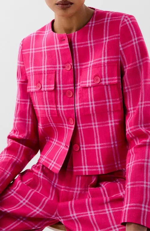 SCALPERS Linen Check Blazer - Redcheck