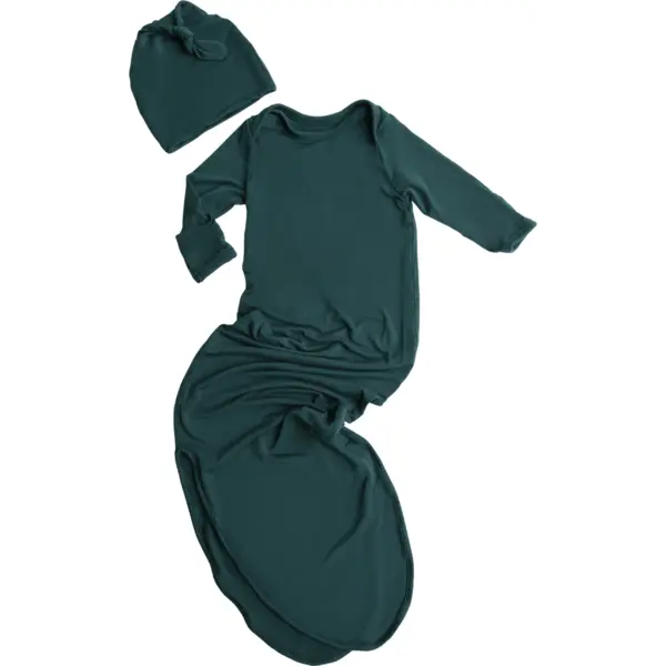 KINDRED BRAVELY Knotted Baby Gown And Hat - Evergreen