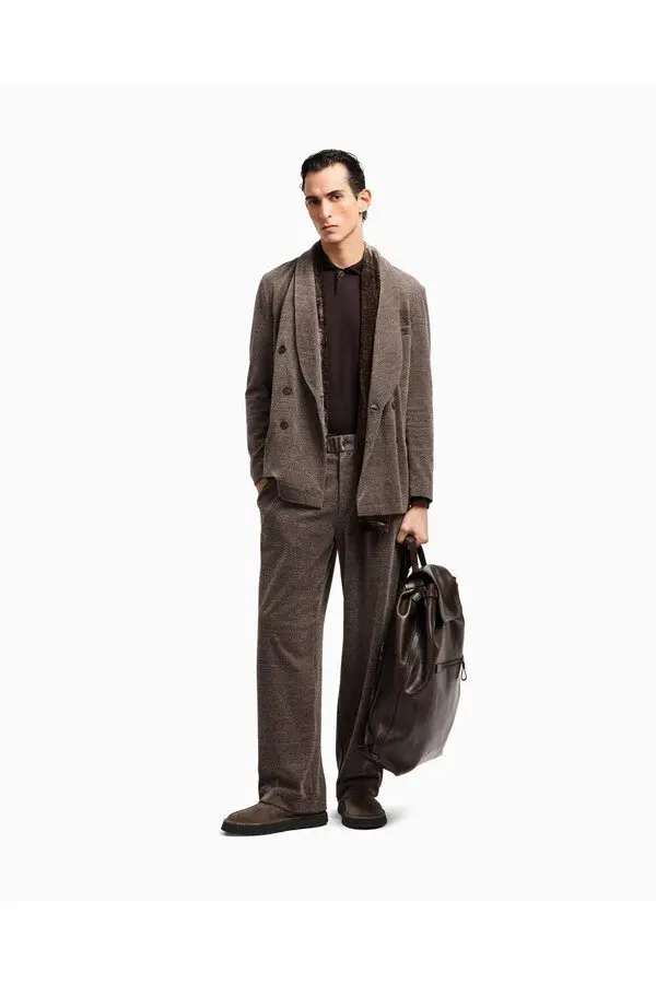 Giorgio Armani Single-breasted Milleraies Cotton Jersey Jacket - Natural