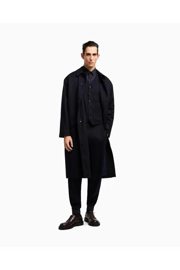 Giorgio Armani Single-breasted Cashmere Cloth Coat - Navy